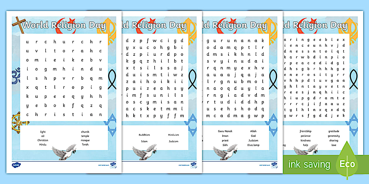 World Religions - Religious Education Word Search - Twinkl
