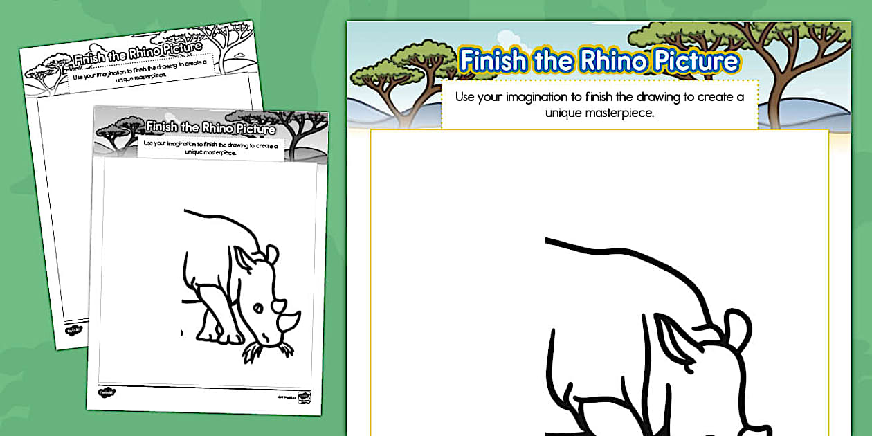 Finish the Rhino Picture Worksheet (teacher made) - Twinkl
