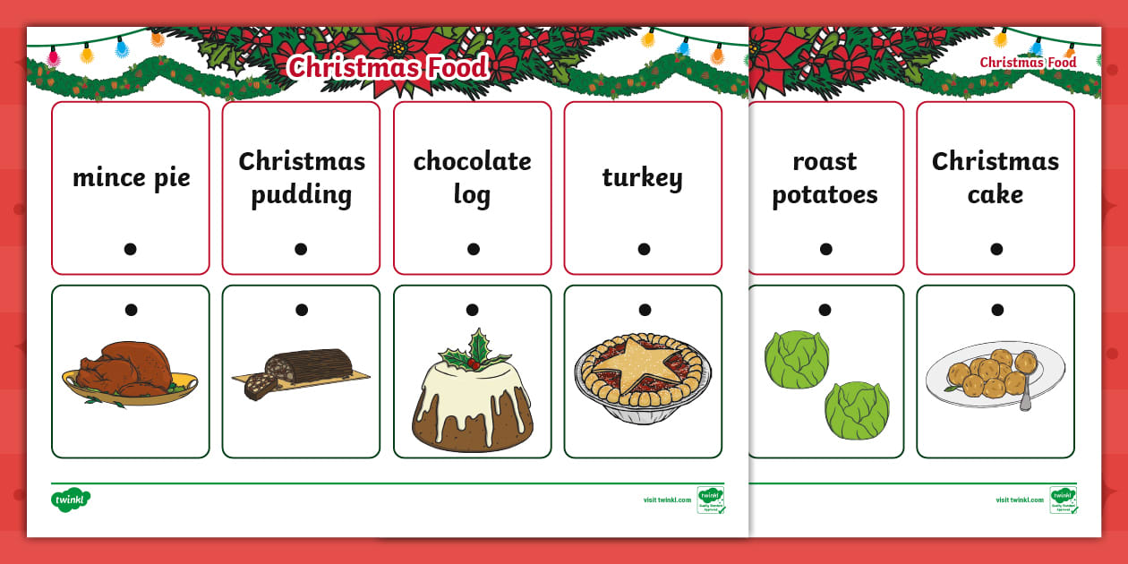 Christmas Food Thread Matching Activity (teacher made)