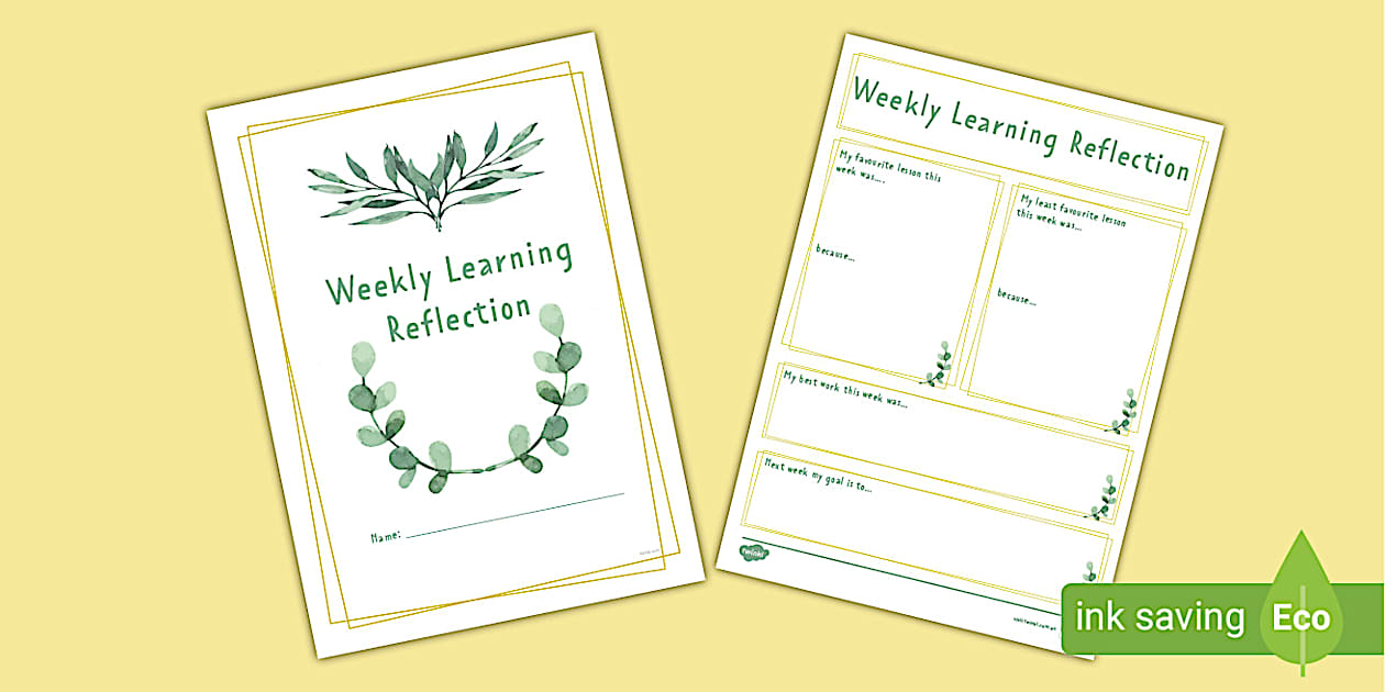 Weekly Learning Reflection Log - Botanical Theme - Twinkl