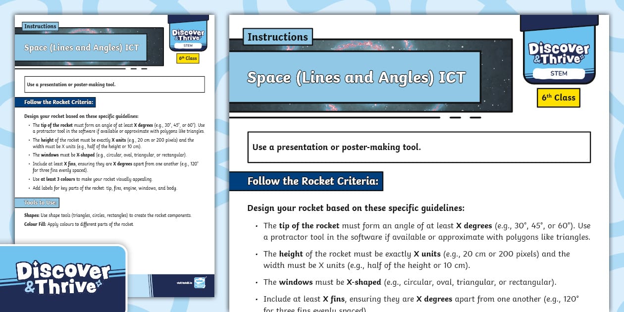 Space (Lines and Angles) ICT 6th Class (teacher made)