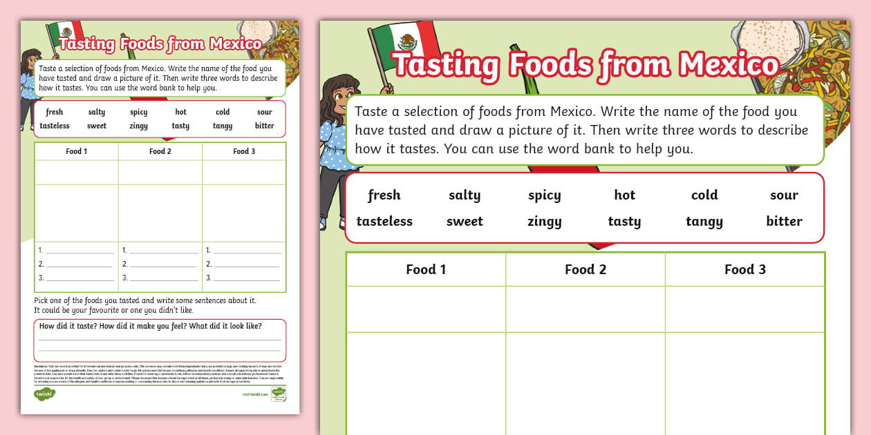 KS1 Foods from Mexico Tasting Activity (teacher made)