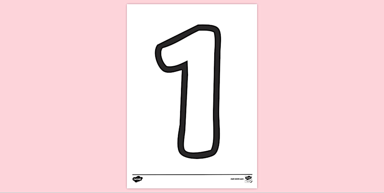 Colouring Page of the Number 1 | Colouring Sheets - Twinkl