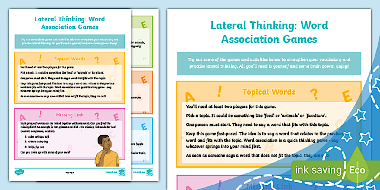 Lateral Thinking: Word Association Games (teacher made)