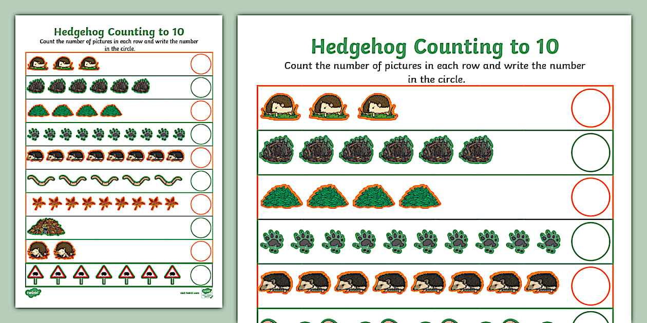 Hedgehog Counting to 10 Activity - Twinkl - Maths - KS1