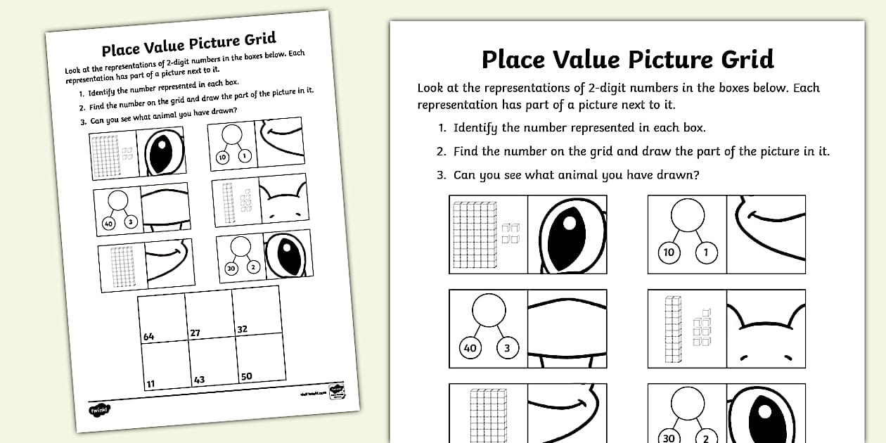 👉 Place Value in 2-Digit Numbers Picture Grid - KS1 - Twinkl