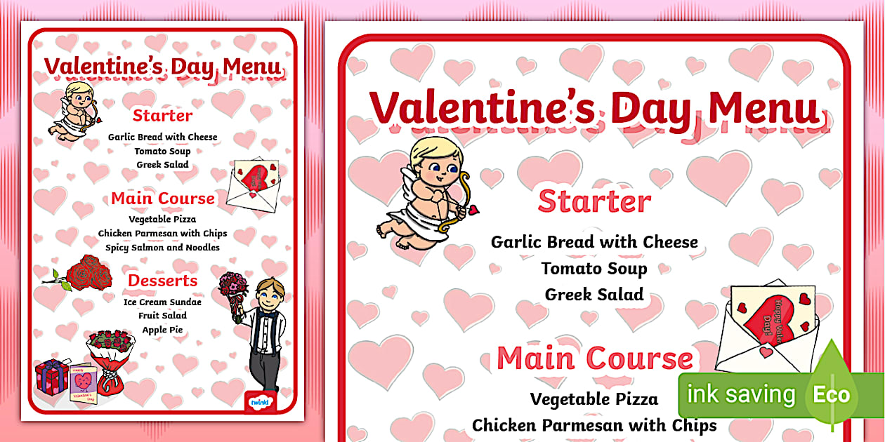 Valentine's Day Restaurant Role Play Menu (Teacher-Made)