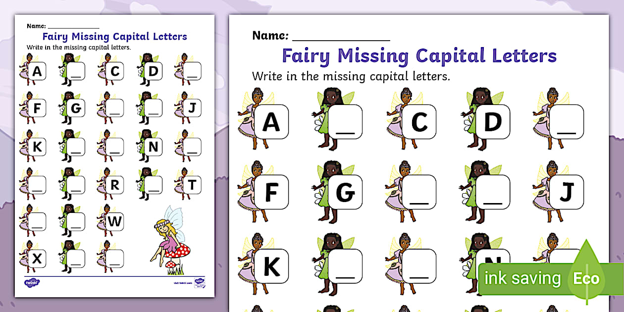 Fairy Missing Capital Letters Worksheet | Twinkl | Alphabet