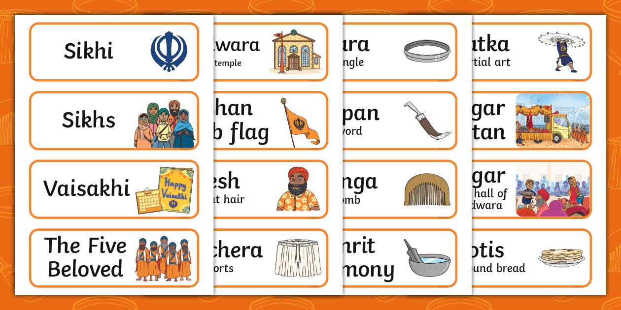 Sikh Vaisakhi Word Cards (teacher made) - Twinkl