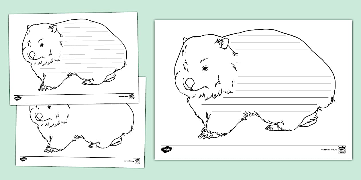 Wombat Outline Writing Template (teacher made) - Twinkl