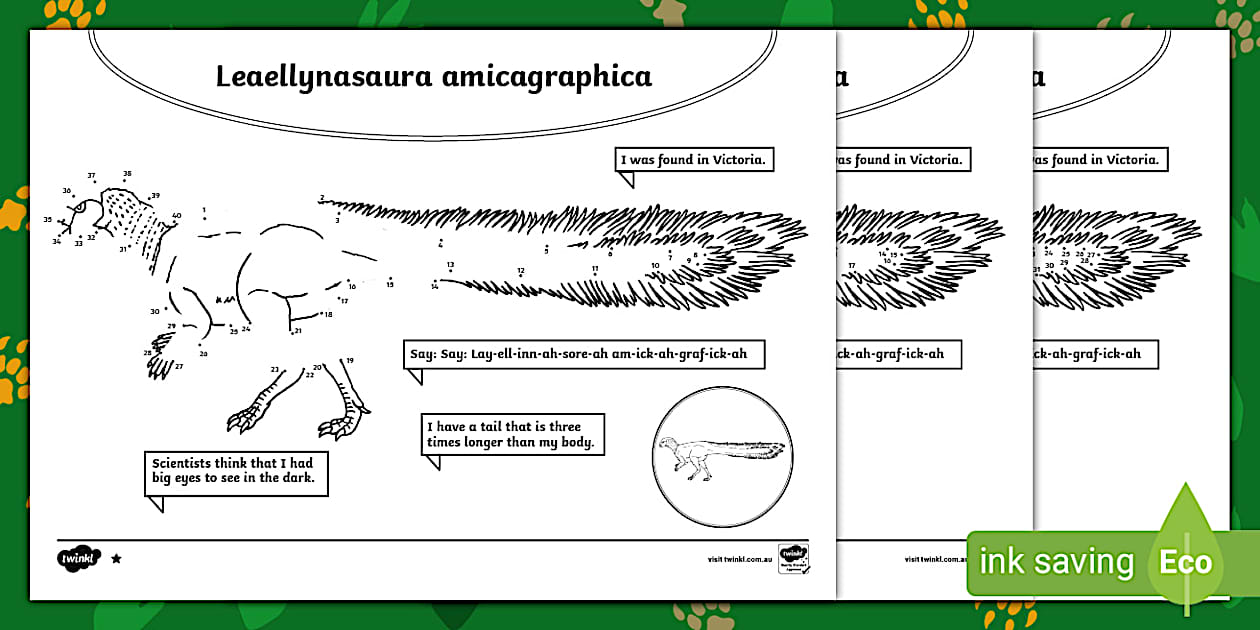 Australian Dinosaur Leaellynasaura amicagraphica Dot to Dot