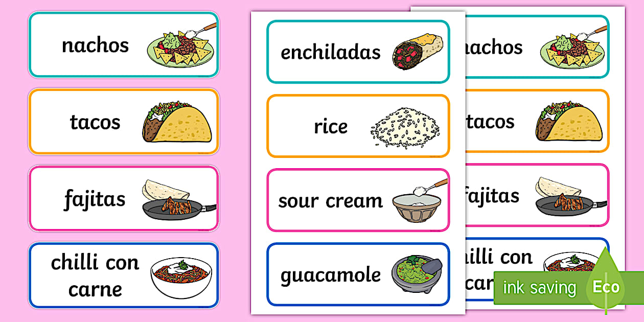 Mexican Restaurant Role Play Labels (teacher made) - Twinkl