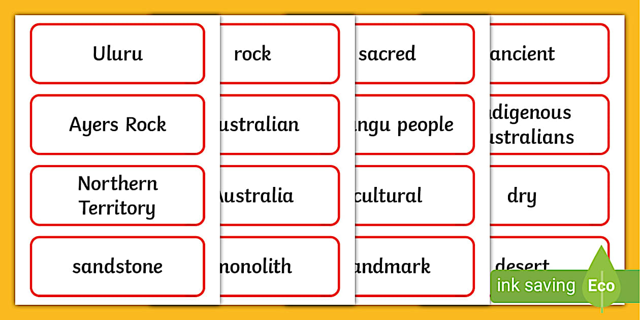 Uluru Word Cards (Hecho por educadores) - Twinkl