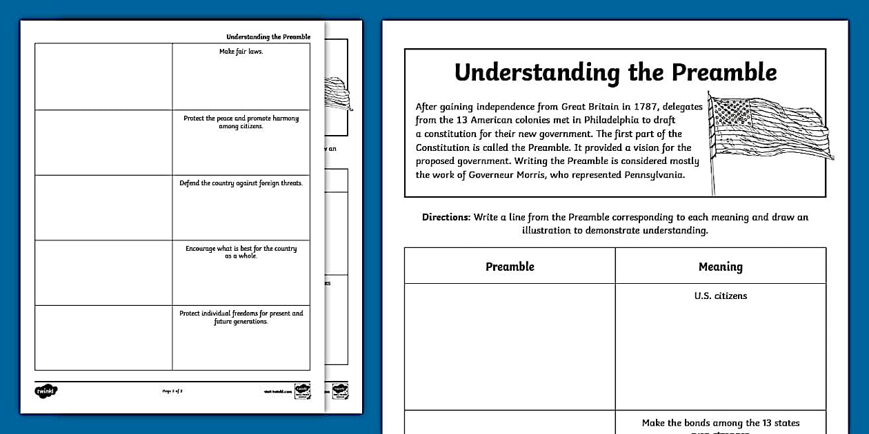 Outline of the Constitution Worksheet | Twinkl USA - Twinkl