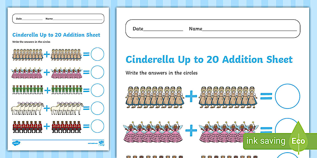 Cinderella Up to 20 Addition Sheet (öğretmen yaptı)