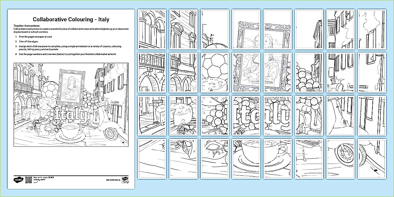 Collaborative Colouring - Italy (teacher made) - Twinkl