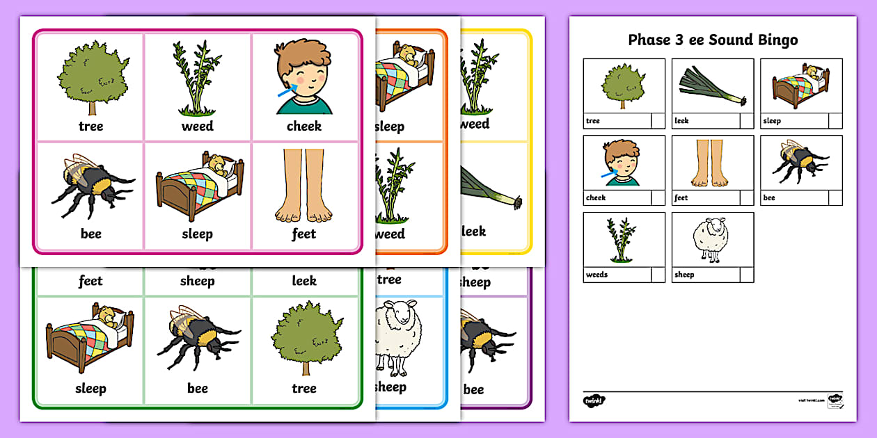Phase 3 ee Sound Bingo (teacher made) - Twinkl