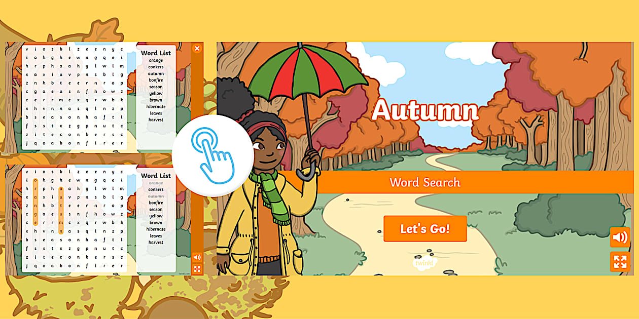Autumn Interactive Word Search (teacher made) - Twinkl