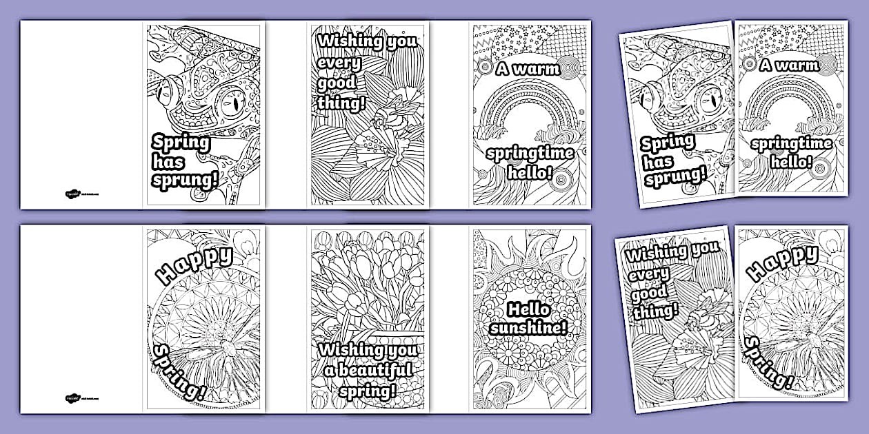 Nature-Themed Spring Mindfulness Greeting Cards - Twinkl