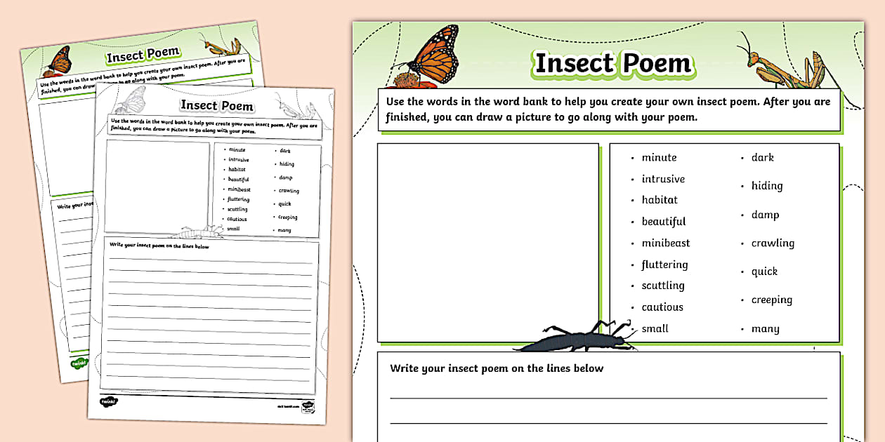 Insect Poem Writing Template (teacher made) - Twinkl