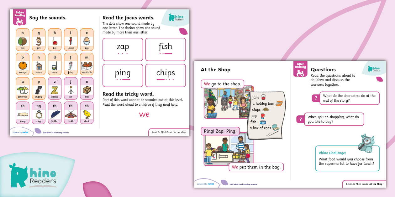 Rhino Readers Intervention: At the Shop (Level 3a) - Twinkl