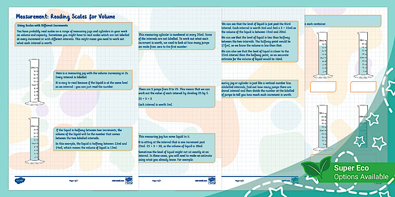 Measurement: Reading Scales for Volume (Ages 7 - 8) - Twinkl