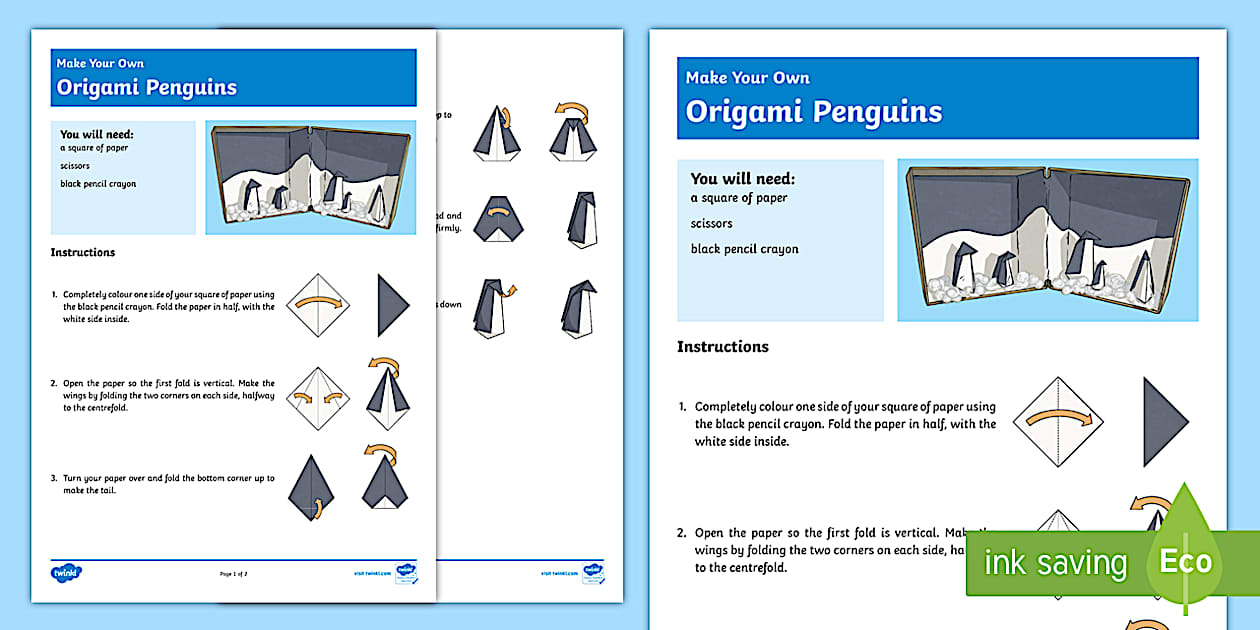 Origami Penguin Craft Instructions | Easy to Print | Twinkl
