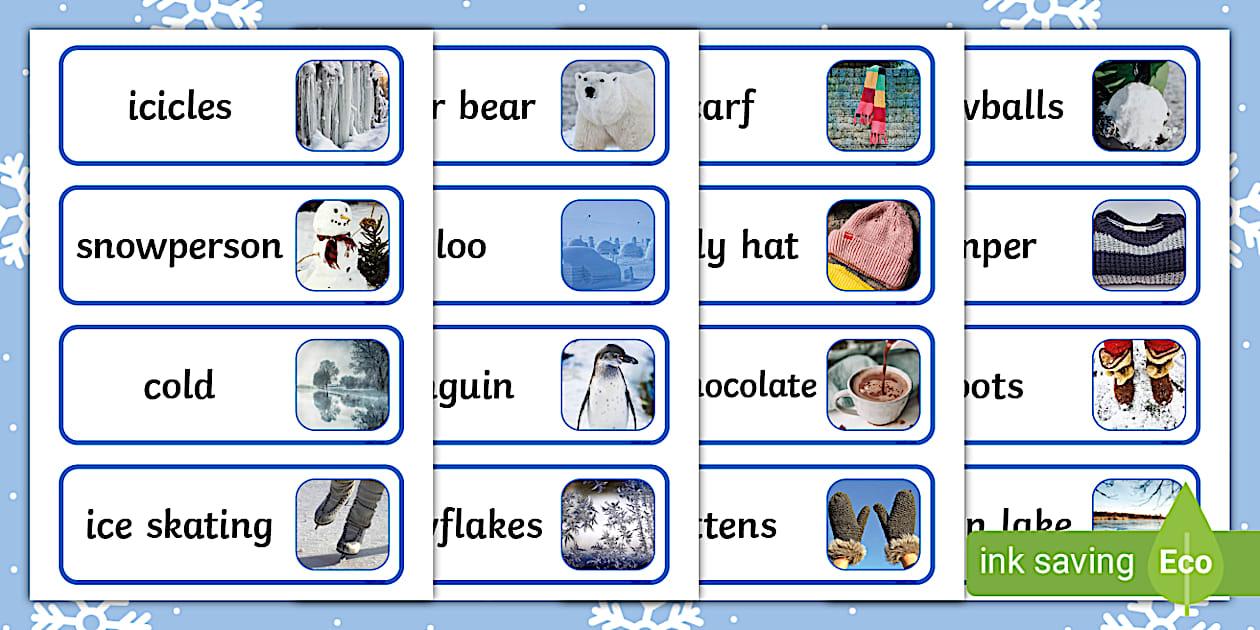 Winter Photo Word Cards (teacher made) - Twinkl
