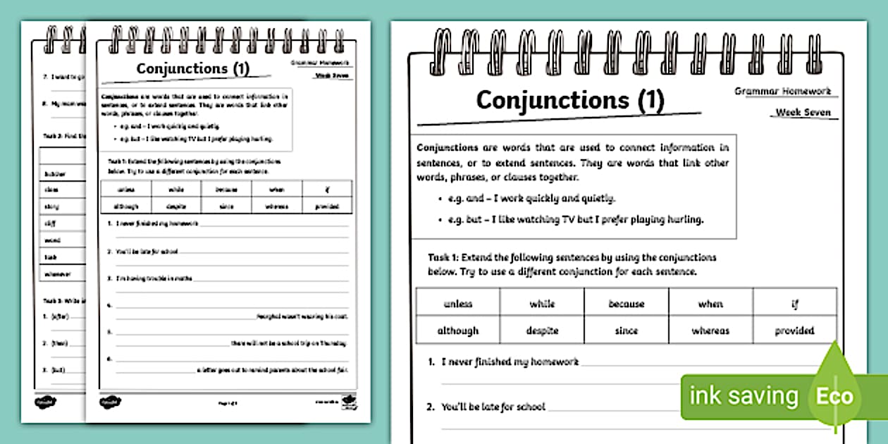 Grammar Homework Week Seven (teacher made) - Twinkl