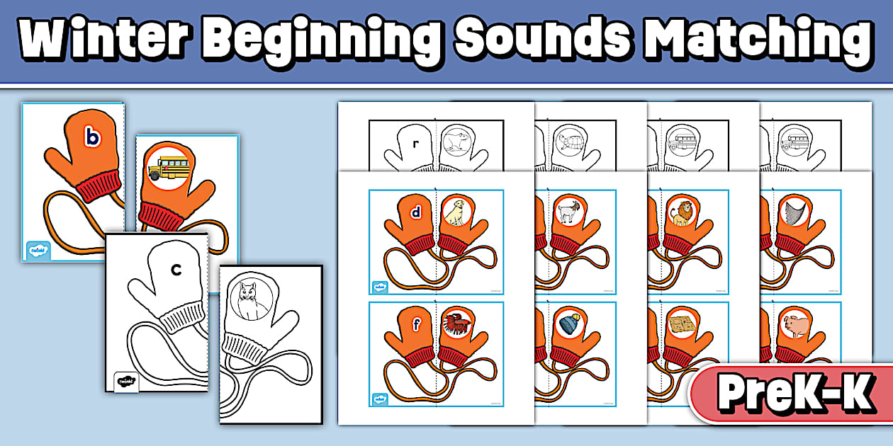 Winter Beginning Sounds Matching Activity for PreK-K