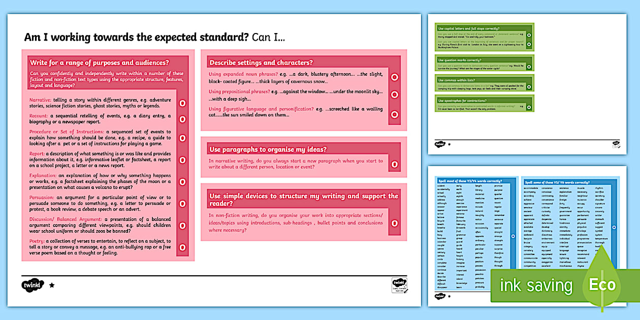 KS2 Level Y6 Writing Examples - I Can Statements - Twinkl