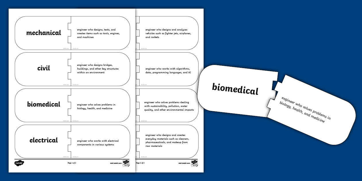 Engineering Careers Vocabulary Puzzle Cards for 6th-8th Grade