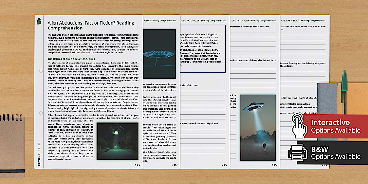 Alien Abductions: Fact or Fiction? Reading Comprehension