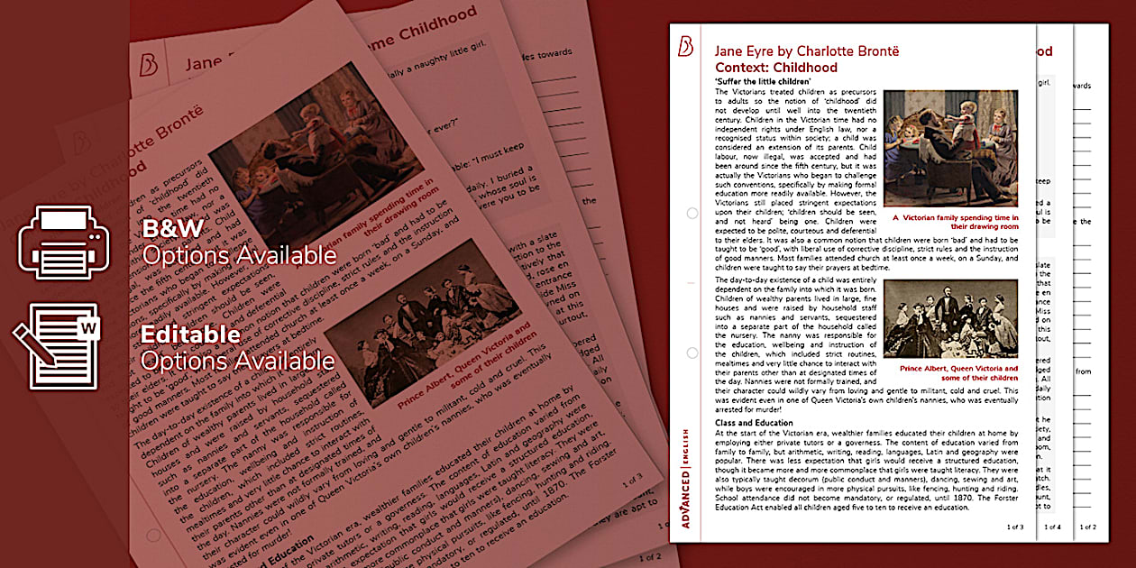 Jane Eyre Childhood | A Level Literature | Revision Pack