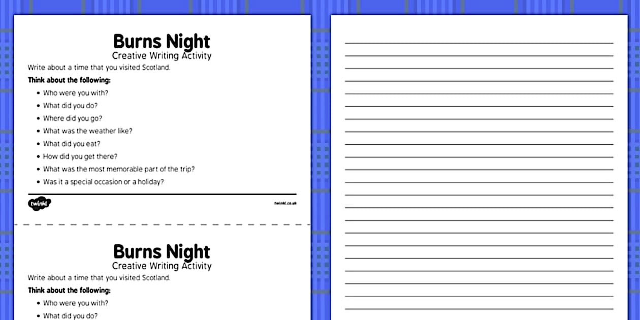 Editable Burns Night Creative Writing Activity - Twinkl