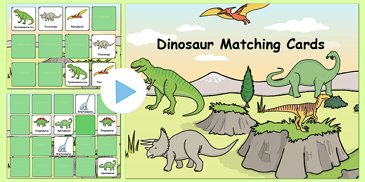 Dinosaur Themed Matching Cards Activity Notebook - dinosaur