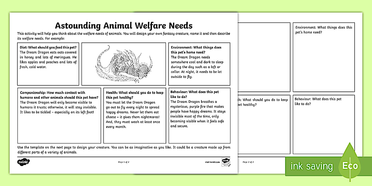 Astounding Animal Welfare Needs Activity - Twinkl