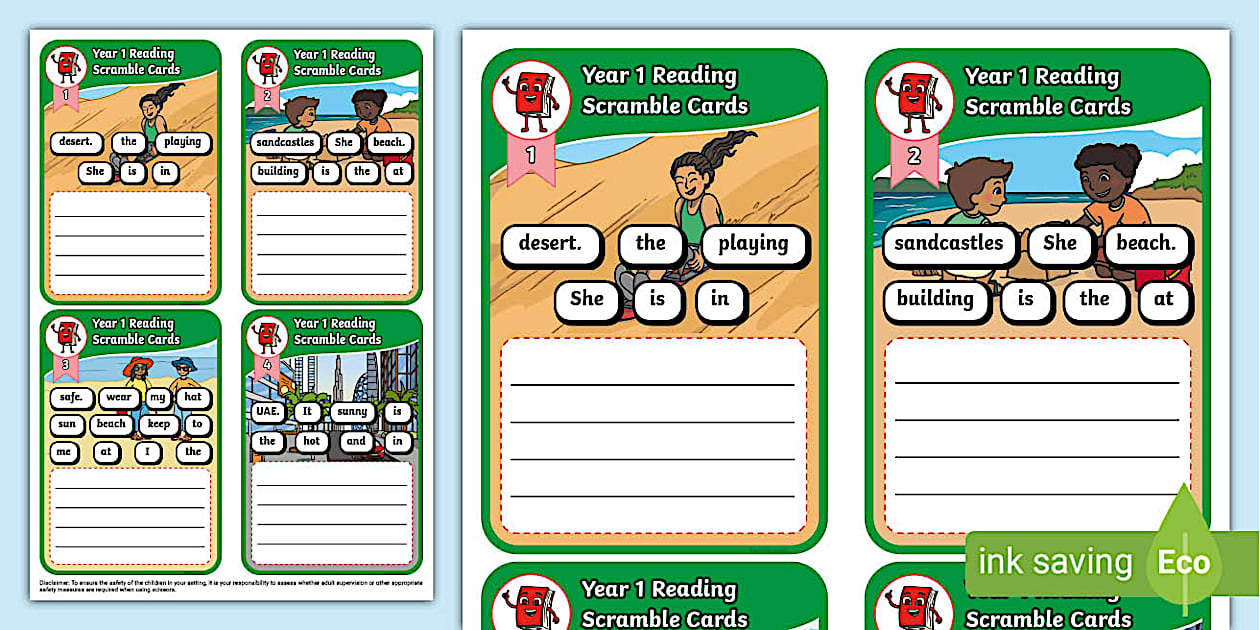Year 1 Reading Scramble Cards (teacher made) - Twinkl