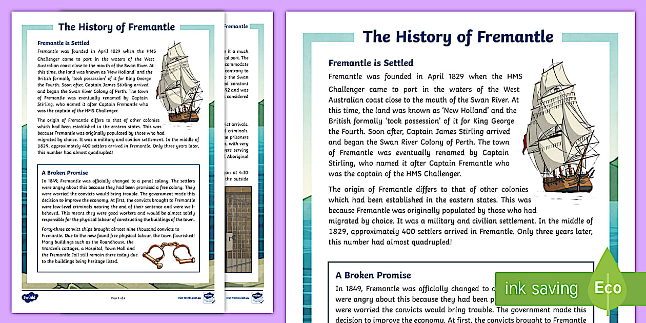 History of Fremantle Fact File (teacher made) - Twinkl