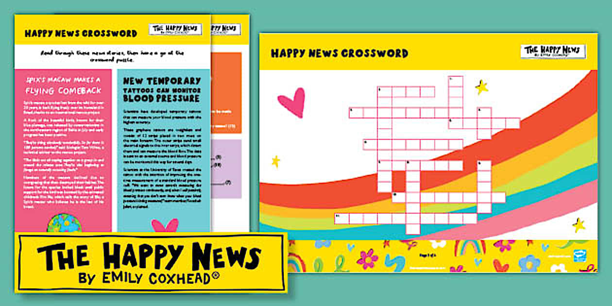 FREE! - The Happy Newspaper: Happy News Crossword - Twinkl