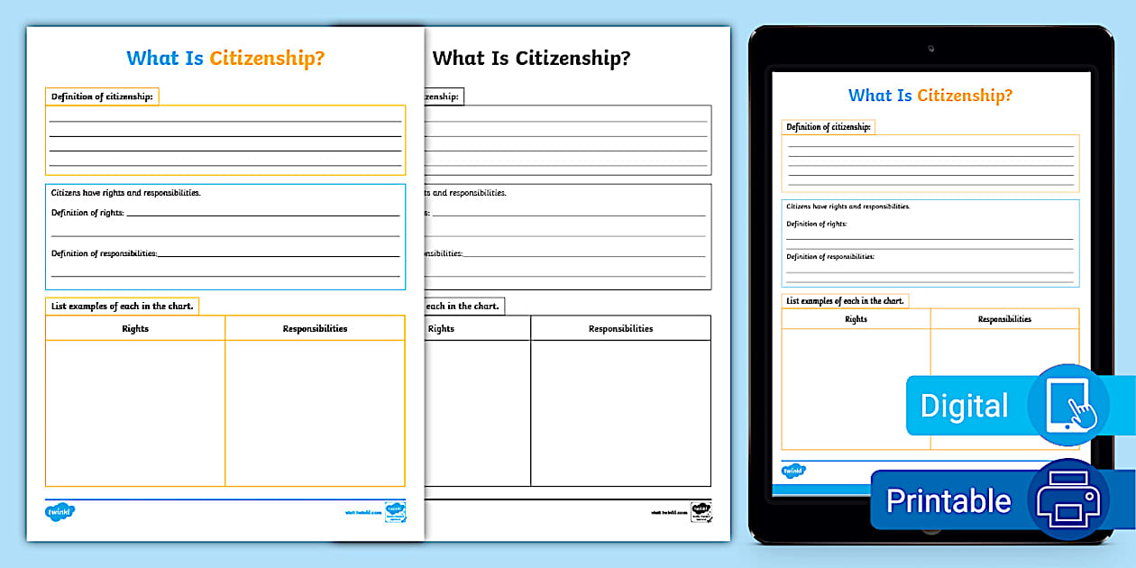 What Is Citizenship? Graphic Organizer for 3rd-5th Grade