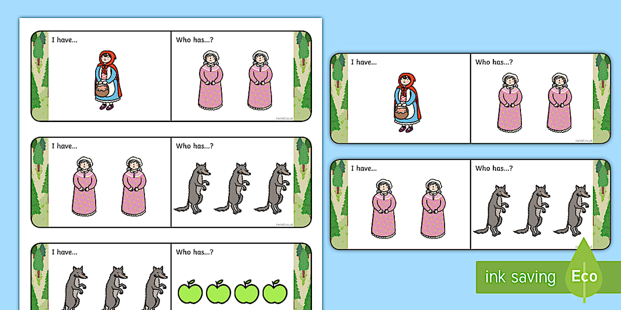 Little Red Riding Hood Counting Loop Cards - Little - Twinkl