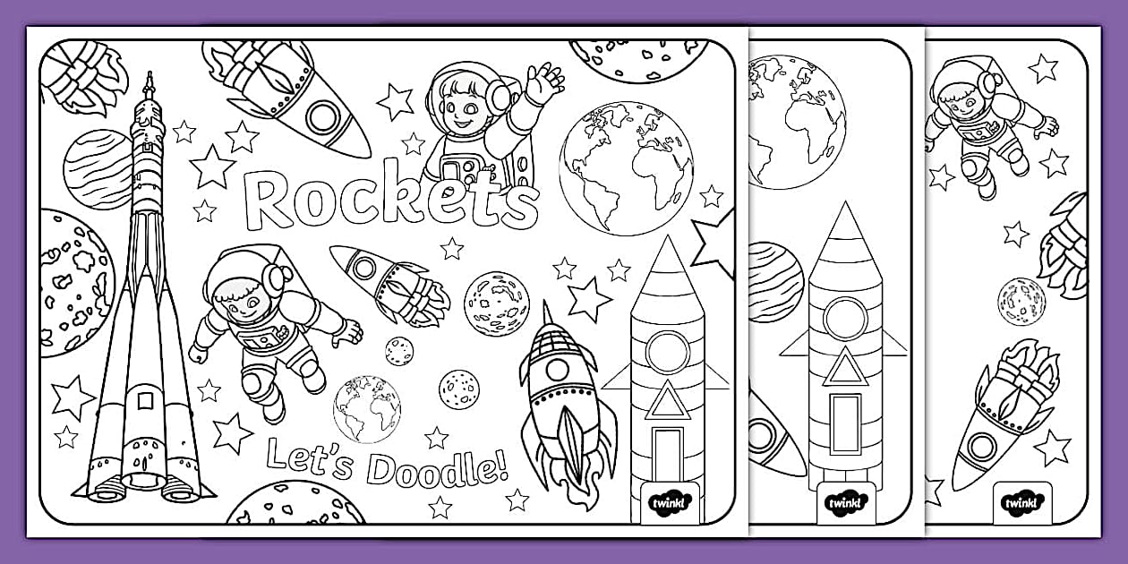Rocket Doodle Colouring Pages - Twinkl - KS1 (teacher made)