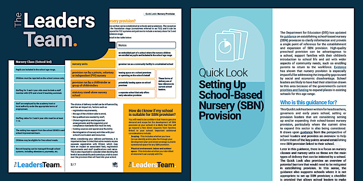 Quick Look: Setting up School-based Nursery Provision