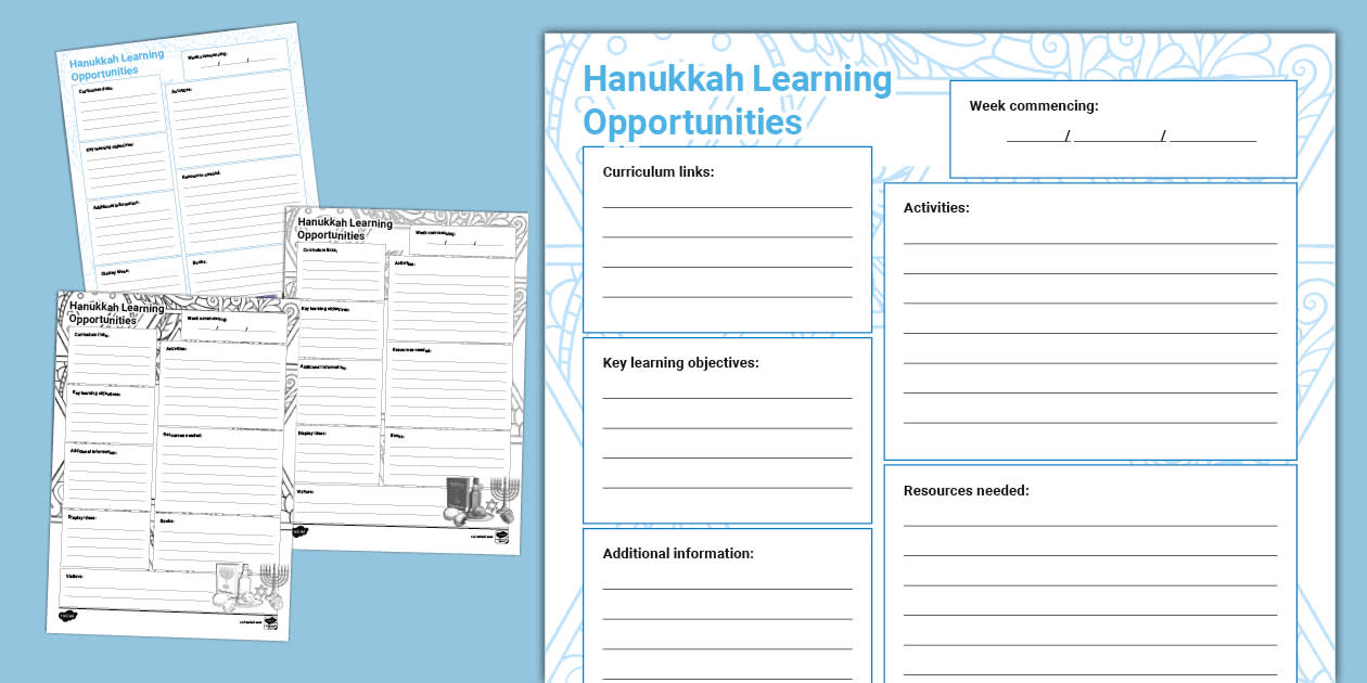 Hanukkah Learning Opportunities Planner - Twinkl