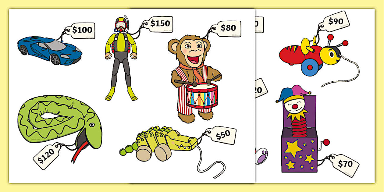 Toy Shop Price Tags Cut-Outs (Teacher-Made) - Twinkl