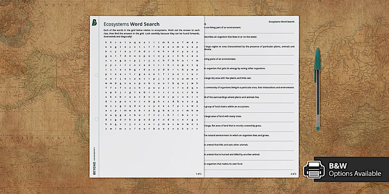 Ecosystems Word Search (teacher made) - Twinkl