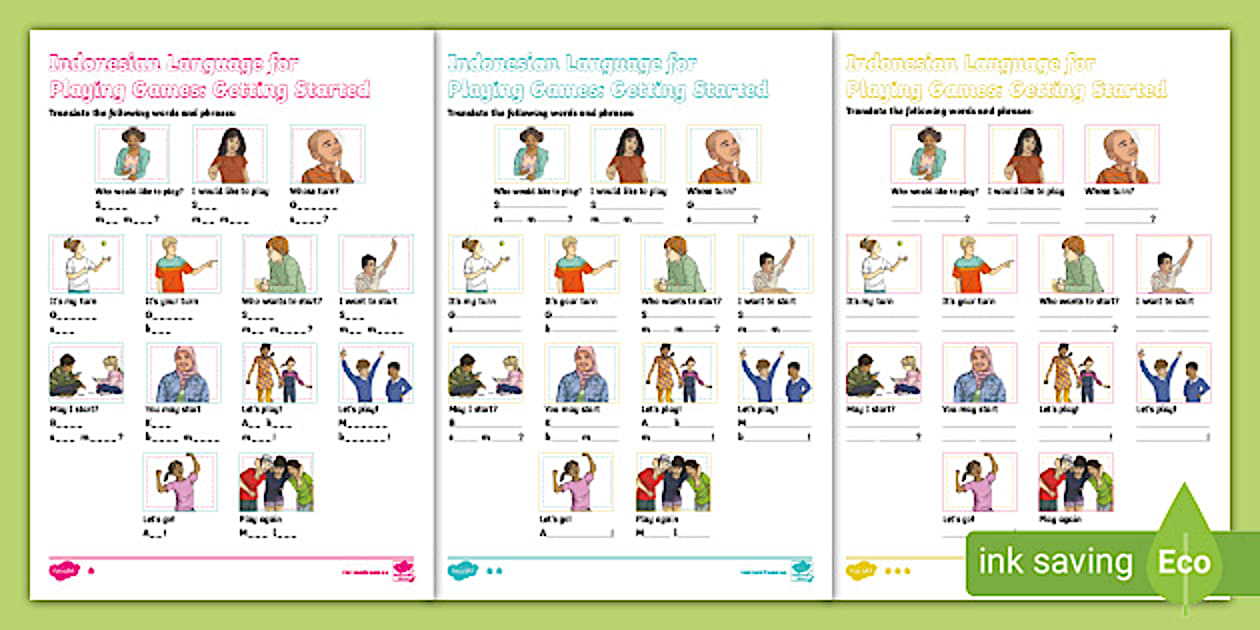 Getting Started: Playing Games Worksheet Indonesian - Twinkl