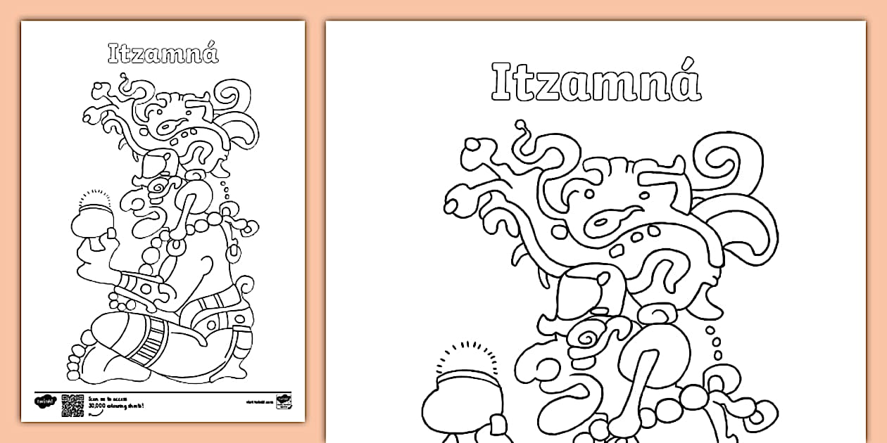 Maya God Colouring Page - History (teacher made) - Twinkl