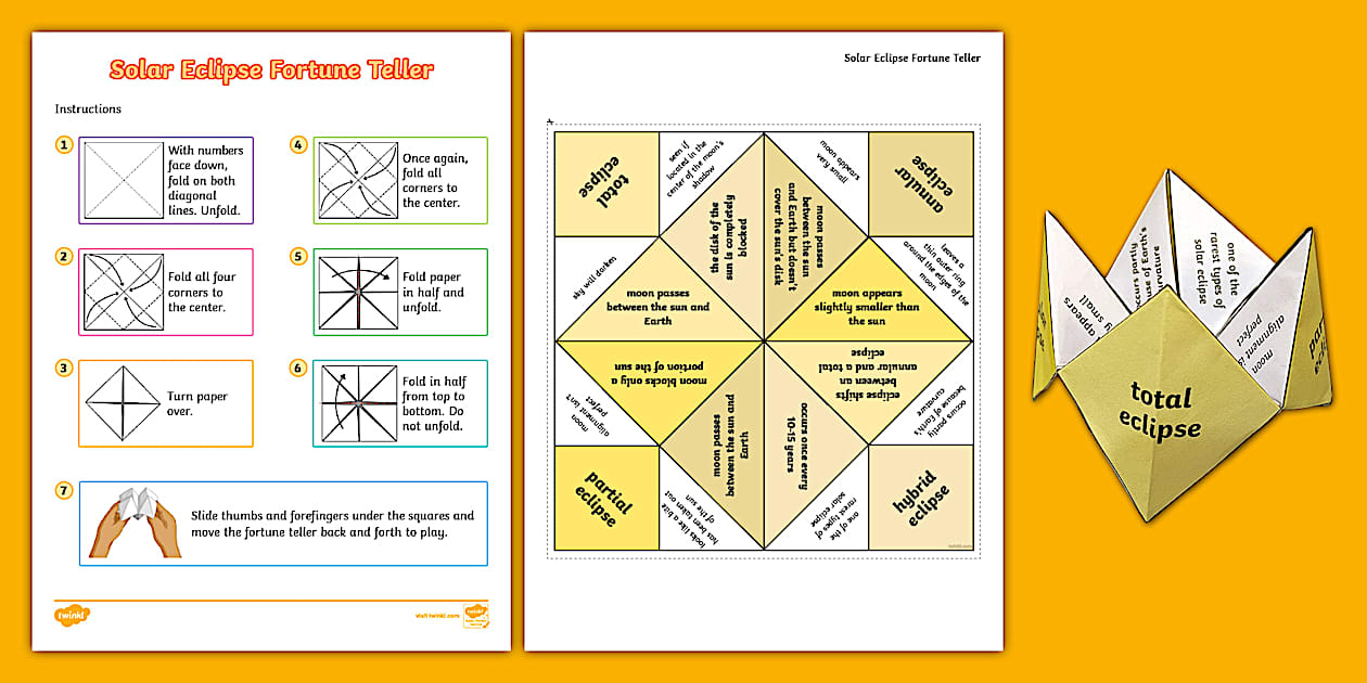 Solar Eclipse Fortune Teller for 6th-8th Grade - Twinkl